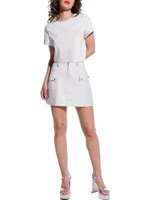 AS By DF Jameson Recycled Leather A-line Mini Skirt - White