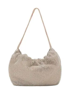 Mango Crystal Mesh Shoulder Bag Gold