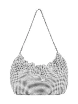 Mango Crystal Mesh Shoulder Bag - Silver