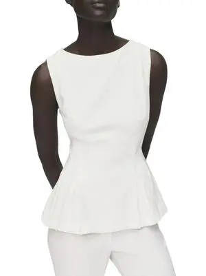 Mango Sleeveless Peplum Top - White