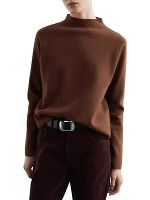 Mango Funnel Neck Relaxed Sweater - Caramel