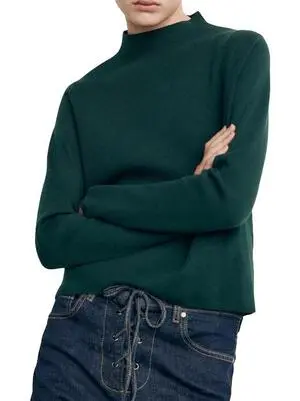 Mango Funnel Neck Relaxed Sweater - Dark Green