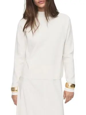 Mango Funnel Neck Relaxed Sweater - Ecru