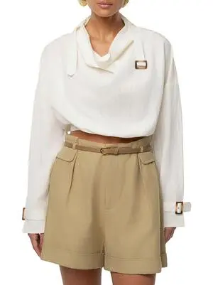 JLUXLABEL Wanderlust Long Sleeve Crop Top Ivory