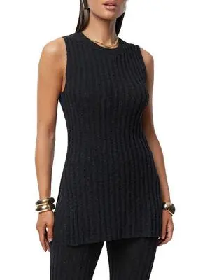 JLUXLABEL Sleeveless Cable Knit Sweater - Black