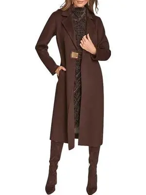 Donna Karan New York Wool-blend Buckle Coat - Chocolate