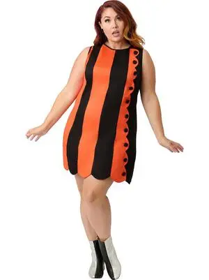 SMAK PARLOUR Stripe Scallop Mini Dress Orange
