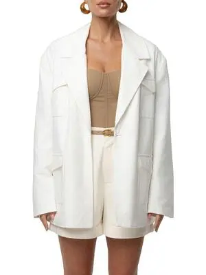 JLUXLABEL Relaxed Fit Longline Blazer Ivory
