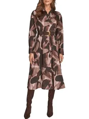 Donna Karan New York Abstract Print Long Sleeve Shirt Dress - Nolita Multi