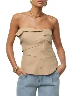 JLUXLABEL Riviera Strapless Top Beige