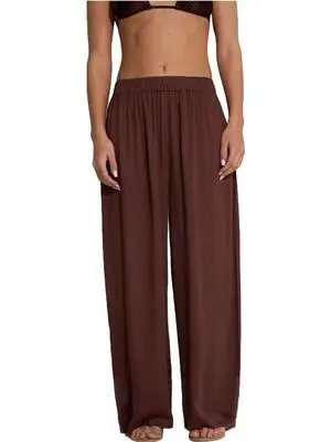 GOTTEX BEACH LIFE Satin Shore High Waist Beach Pant - Dark-brown