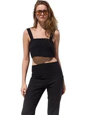 GOTTEX BEACH LIFE Terra Square Neck Crop Top Cover-up - Black