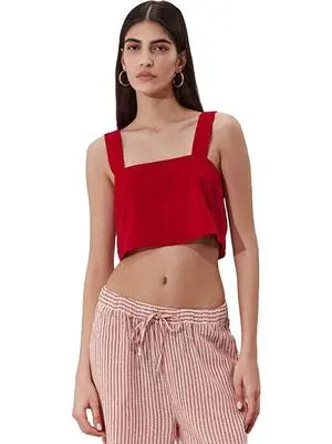 GOTTEX BEACH LIFE Terra Square Neck Crop Top Cover-up - Red