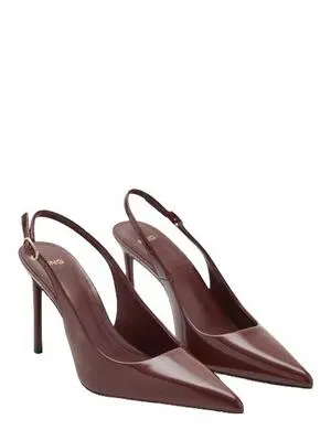 Mango Pointed Toe Slingback Pumps - Brown