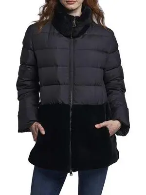 BLUE DUCK Down And Shearling Jacket - Black