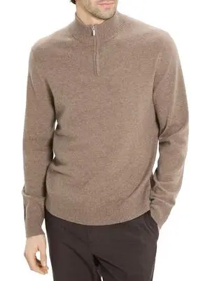 Theory Hilles Quarter Zip Cashmere Sweater - Dark Feather Melange