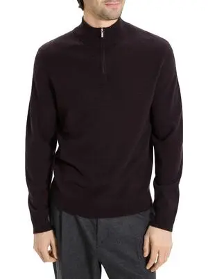 Theory Hilles Quarter Zip Cashmere Sweater - Deep Eggplant