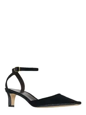 THE ROW Carla Square Toe Velvet Sandals - Black