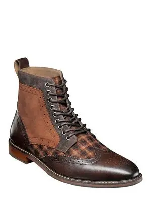 STACY ADAMS Finnegan Wingtip Lace-up Boot - Brown Multi
