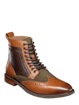 STACY ADAMS Finnegan Wingtip Lace-up Boot - Olive Multi
