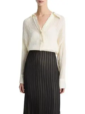 Vince Crushed Stripe Button-up Shirt - Off White