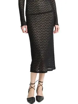 Vince Lace Midi Skirt - Black