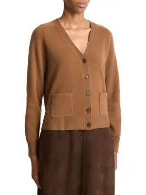 Vince Pocket Wool Blend Cardigan Cognac
