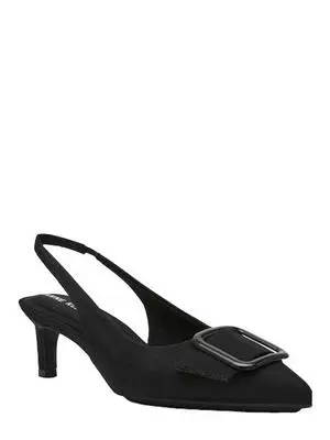 Anne Klein Ilanna Slingback Pointed Toe Pump Black Stretch