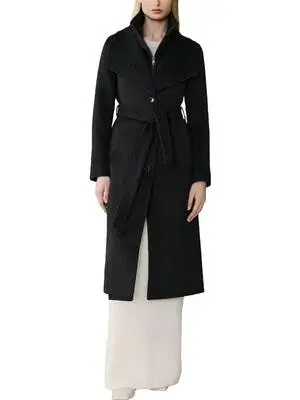 Soia & Kyo Ilana Bib Detail Wool Blend Trench Coat - Black Heather