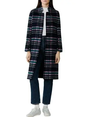 Soia & Kyo Plaid Single Breasted Overcoat - Indigo Multi