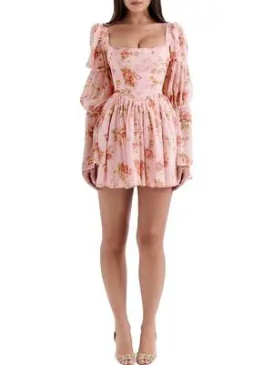 House Of Cb Sancia Floral Print Mini Dress - Vintage Rose Print