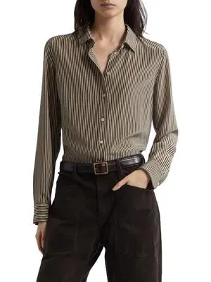 NILI LOTAN Gaia Slim-fit Silk Shirt - Chocolate Stripes