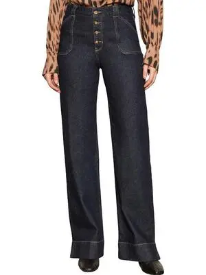 Sanctuary Elara Slim Wide Leg Jeans - Indigo Dark Rinse Wash