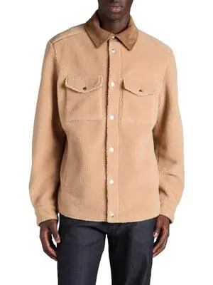 Moncler High Pile Fleece Shirt Jacket - Latte