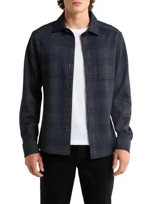 Robert Barakett Upton Plaid Double Knit Overshirt - Navy