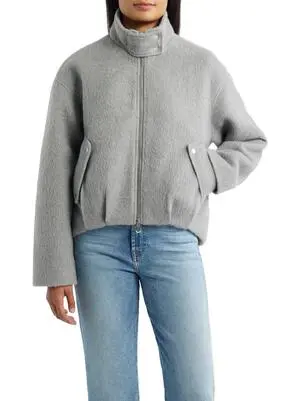 Bernardo Brushed Texture Hairy Crop Jacket - Light Grey