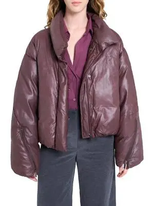 TWP Leather Puffer Jacket - Red Red Wine