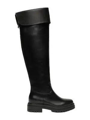 NEROGIARDINI Over-the-knee Lug Sole Boots - Black