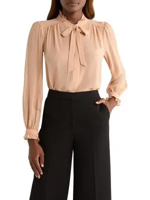 Paige Leya Ruffle Silk Georgette Shirt - Ballet Pink