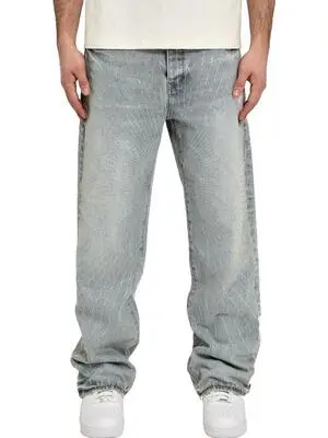 PURPLE BRAND Radial Hotfix Embellished Relaxed Jeans - Light Indigo
