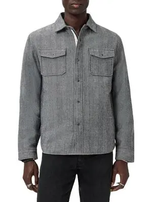 John Varvatos Jameson Herringbone Snap Jacket Smoked Pearl Grey