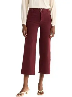 Paige High Waist Wide Leg Jeans With Patch Pockets - Vintage Dark Oxblood