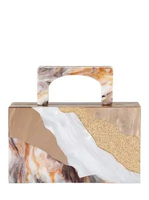 OLGA BERG Olga Berg Fleur Acrylic Top Handle Bag Natural