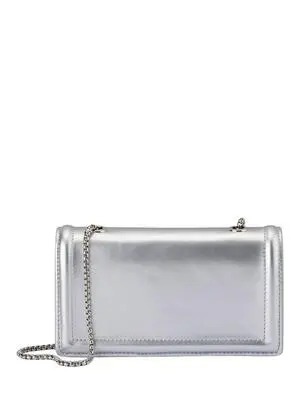 OLGA BERG Metallic Faux Leather Convertible Shoulder Bag - Silver