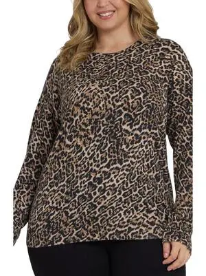 NYDJ Cheetah Print Crewneck Sweater - Onyx Cheetah