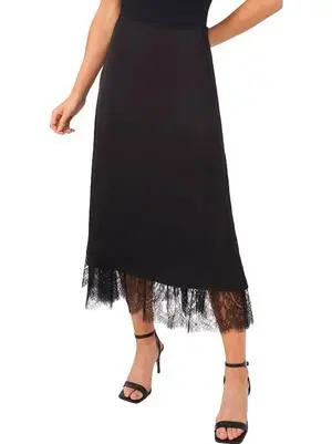 CECE DUPRAZ Eyelash Lace Trim A-line Midi Skirt - Rich Black