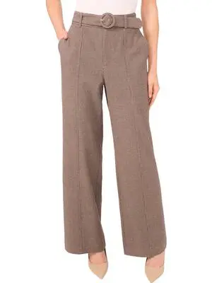 CECE DUPRAZ Microcheck High-waist Belted Trousers - Safari