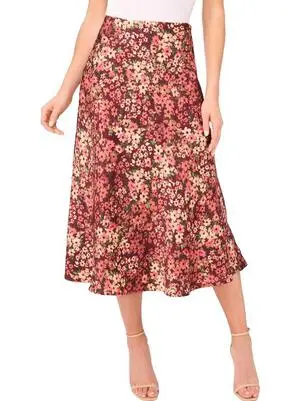 CECE DUPRAZ Bias Cut Satin Midi Skirt - Fresh Berry