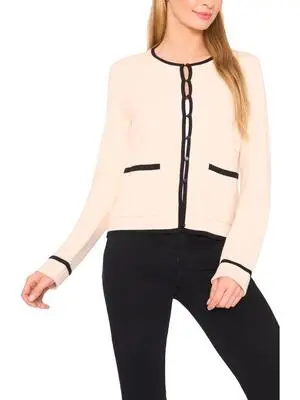 CECE DUPRAZ Tipped Cardigan Frosted Cream