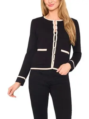 CECE DUPRAZ Tipped Cardigan - Rich Black